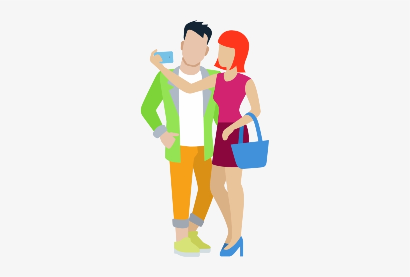 Selfie Cartoon Significant Other Illustration - Men Women Cartoon Png ...