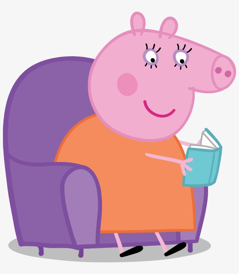 Free Peppa Pig Alphabet Chart - Peppa Pig Reading A Book - 800x860 PNG ...