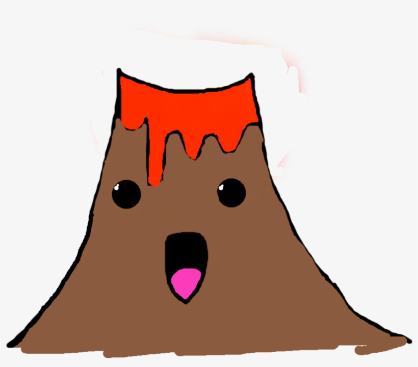 Omfg Kawaii Volcano Desu - Cartoon Volcano With A Face - 894x894 PNG ...