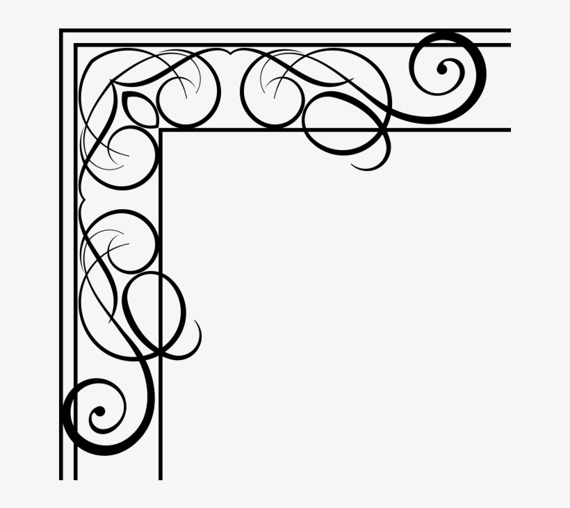 Ornamental Vintage Corner - Line Art - 866x650 PNG Download - PNGkit