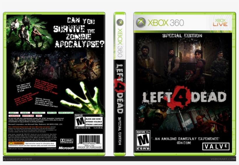 Left 4 Dead Box Cover - X Men Origins Wolverine Xbox 360 - 1024x656 PNG ...