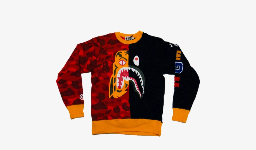 Men's Bape Camo Shark Jaw Half Tiger Pattern Face A - 498x538 PNG ...