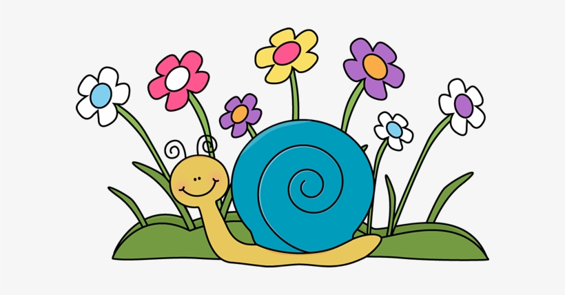Snail And Flowers - Spring Clip Art - 600x348 PNG Download - PNGkit