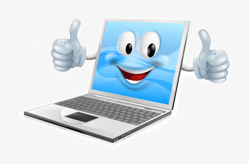 Laptop With A Cartoon Smiley Face On The Screen Giving - Cartoon ...