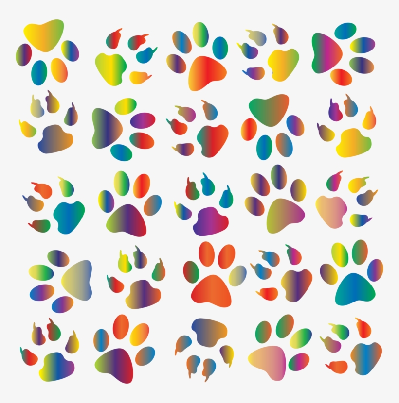 Paper Paw Dog Cat Printing Free Commercial Clipart - Colorful Paw Print ...