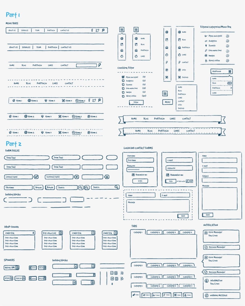 Jolly Ui Hand-drawn Ui Kit Preview - Hand Drawn Ui Elements - 1200x1459 ...