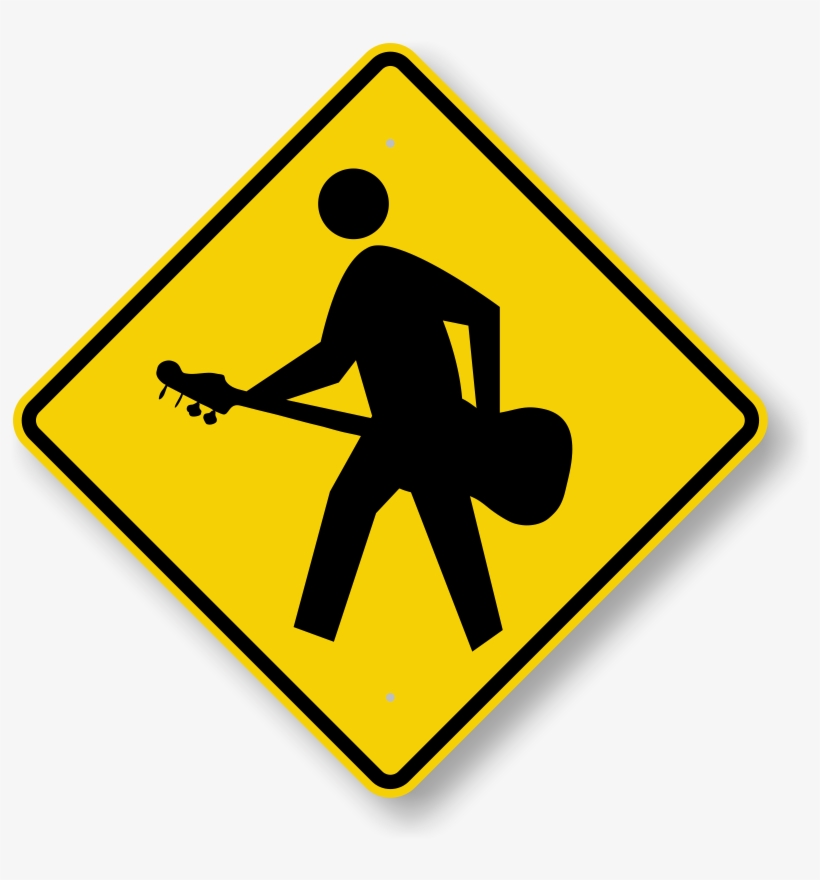 Guitar Player Crossing Sign - Pedestrian Crossing Sign - 800x800 PNG ...