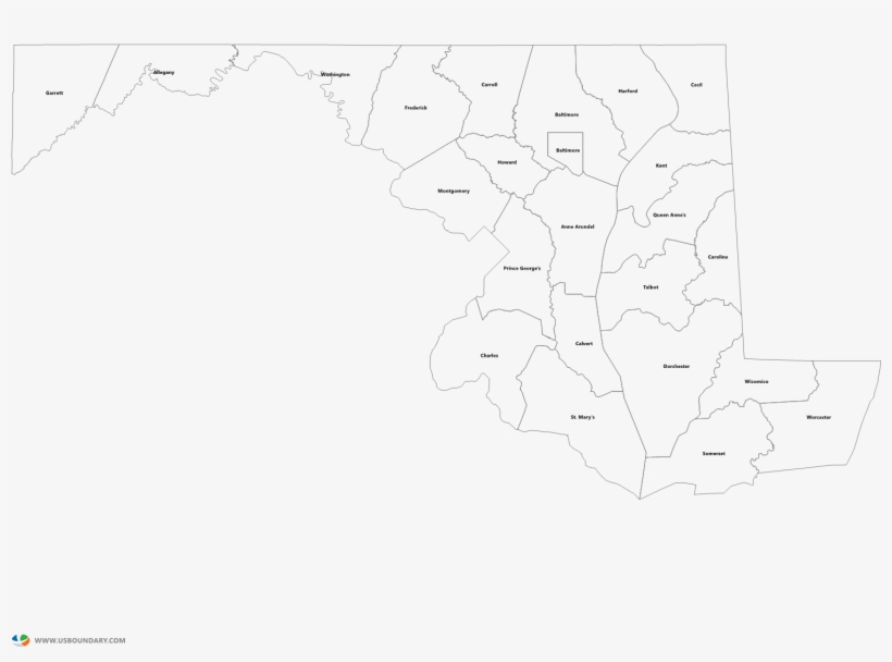 Maryland Counties Outline Map - Drawing - 1584x1123 PNG Download - PNGkit