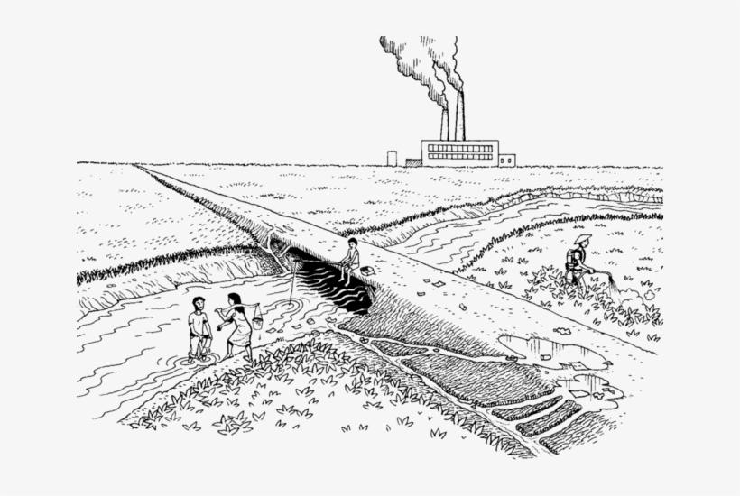 Water Pollution Pencil Drawing