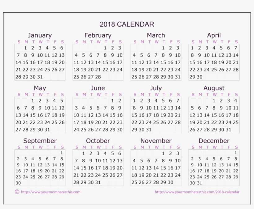 Download Transparent 2018 Calendar Clipart Calendar Date Time - 2018 ...
