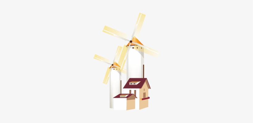 Windmill With House Vector, Windmill With House Vector, - House ...