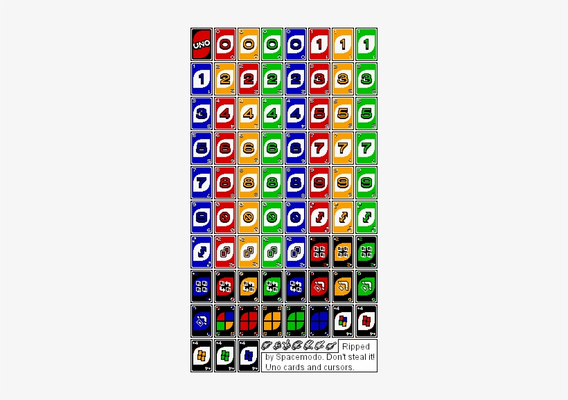 Cards And Cursors - Uno Cards Sprite Sheet - 270x498 PNG Download - PNGkit