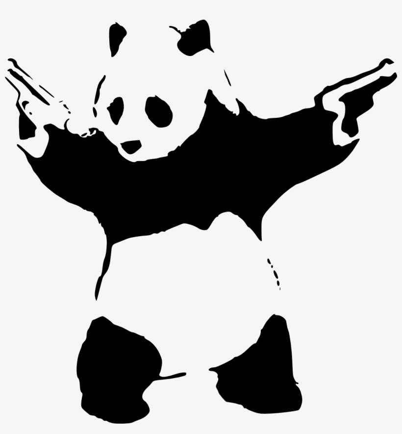 Gun Wielding Panda Stencil The Moral Never - Banksy Panda With Guns ...