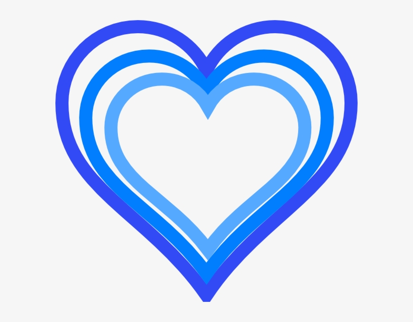 Triple Blue Heart Outline Clip Art At Clker - Blue And White Heart ...