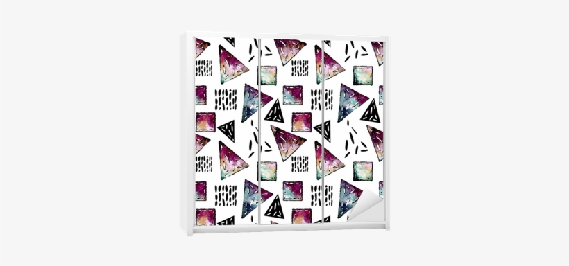 Seamless Pattern Of Watercolor Galaxy, Triangles And - Portable Network ...
