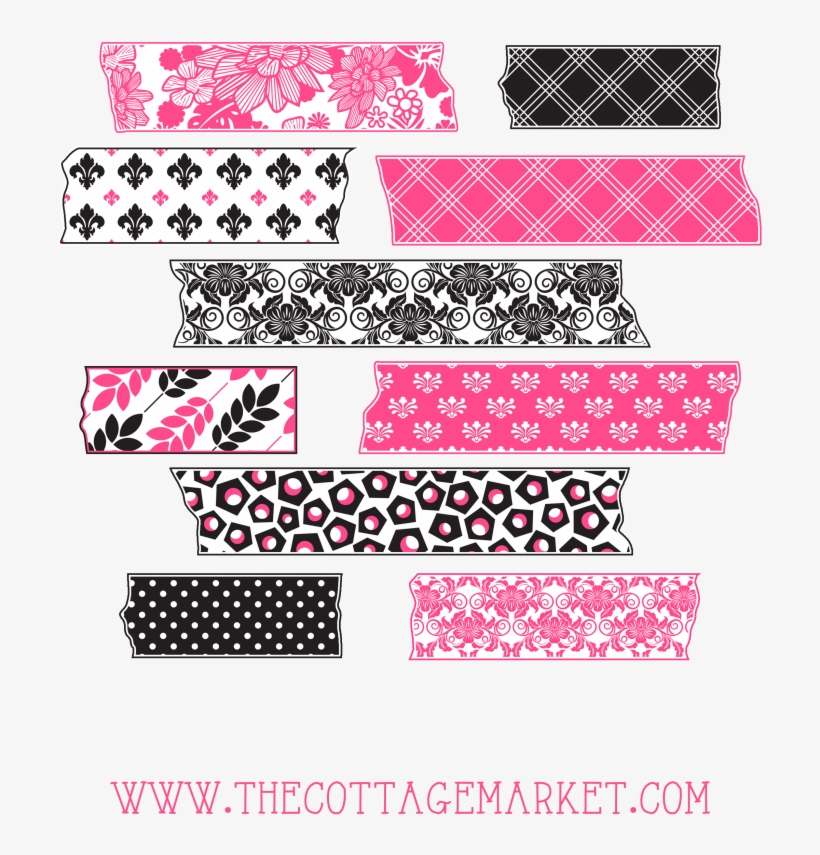 Hot Pink And Toile Digital Washi Tape Collection - Digital Washi ...