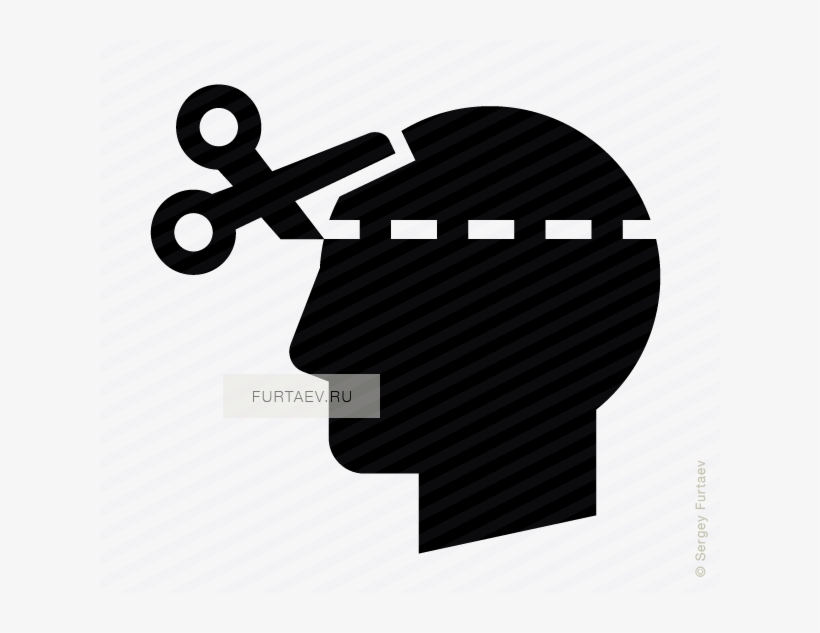 Vector Icon Of Male Profile With Scissors On Cutting - Stock ...