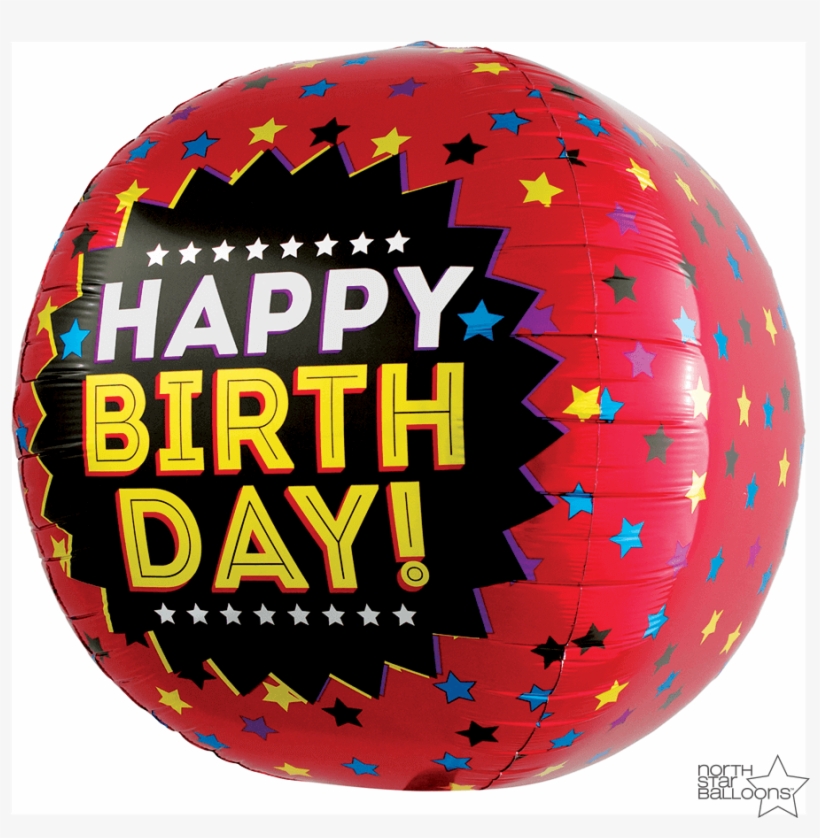 Happy Birthday Red Stars Sphere 17 In* - 1000x1000 PNG Download - PNGkit