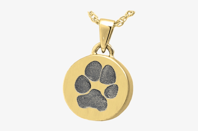 Download Transparent Round Paw Print Pendant, 14k Solid Yellow Or White ...