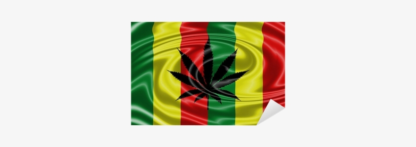 Rasta Pattern On Fabric Texture Waving Flag Sticker - Flag - 400x400 ...