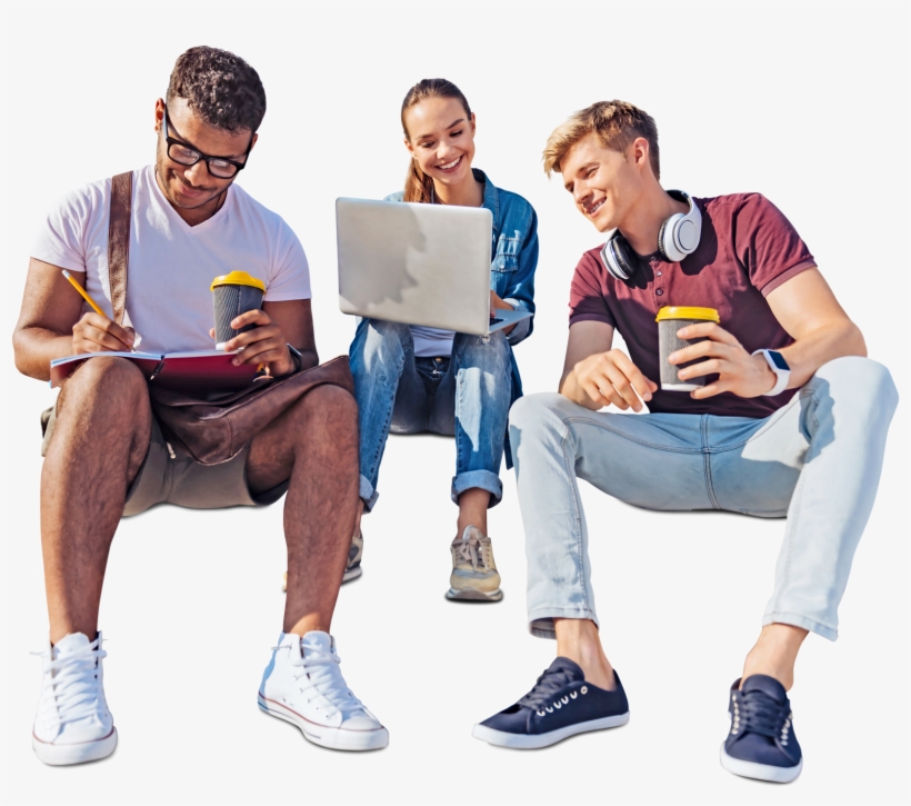 Cut Out Students Group Sitting And Working - Students Cutout ...