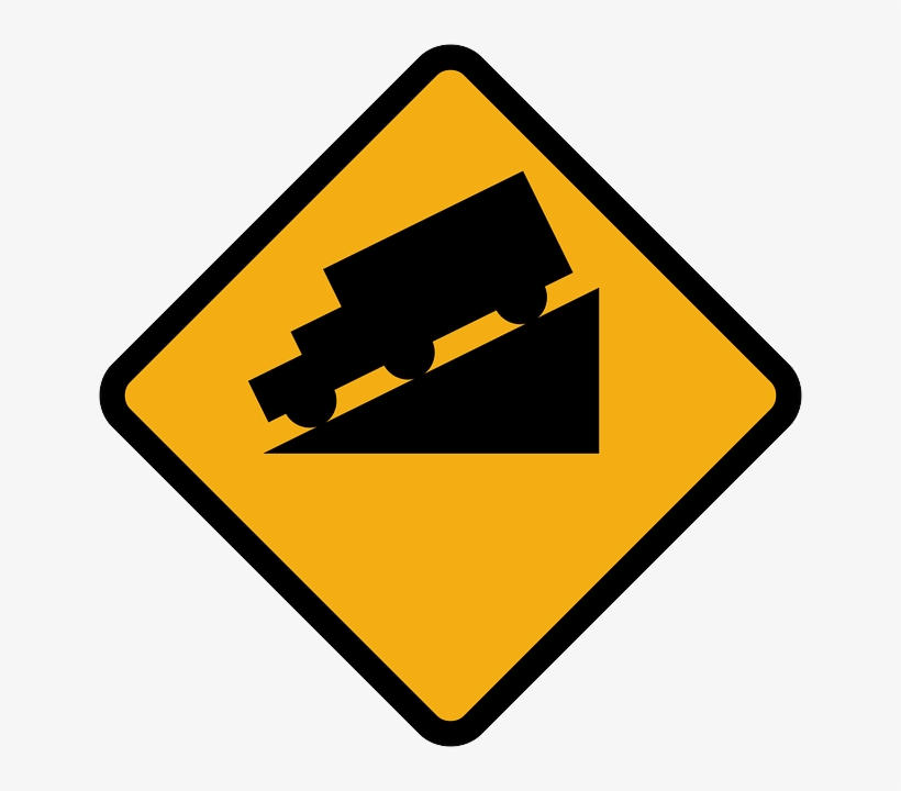 Slope, Downhill, Lorry, Truck Road Sign, Symbol - Road Sign With X ...