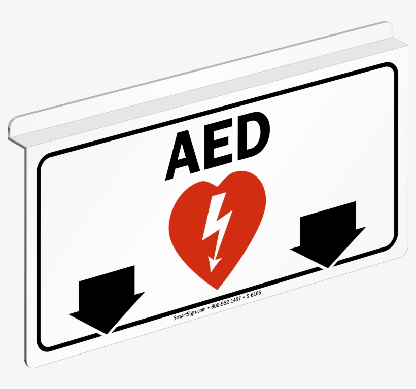 Aed Sign With Down Arrows And Symbol - Aed (w/graphic) (pack Of 2 ...