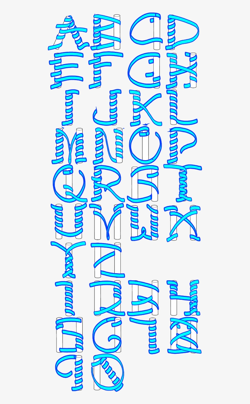 Ribbons Around Pillars Alphabet 4 Ways - Calligraphy - 618x1600 PNG ...