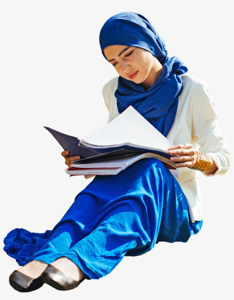 Teenager Woman Student Sitting, Arab Ethnic Fashion - People Cut Out ...