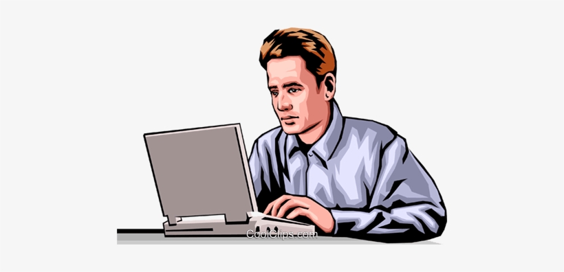 Man With Laptop Computer Royalty Free Vector Clip Art - Completing ...