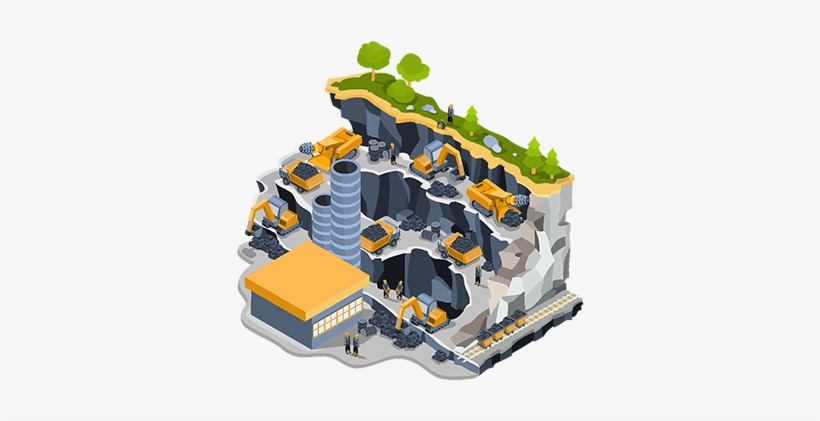 Vector Isometric Illustration Coal Mining Quarry, Work, - Coal Mine ...