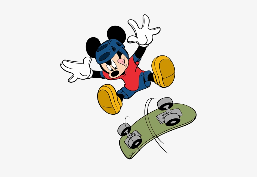Clip Art Disney Galore Skateboarding Mischievous - Mickey Mouse ...