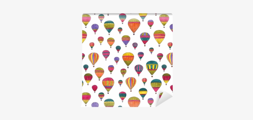 Hot Air Balloons Watercolor Hand Drawn Seamless Pattern - Watercolor ...
