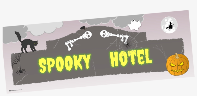Spooky Hotel Bannercover - Spooky: 100 Pages Ruled, Sky Blue, Halloween ...
