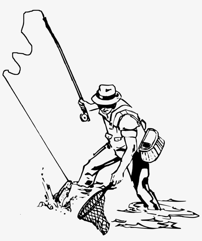 Big Image - Drawing Of Man Fishing - 2092x2400 PNG Download - PNGkit