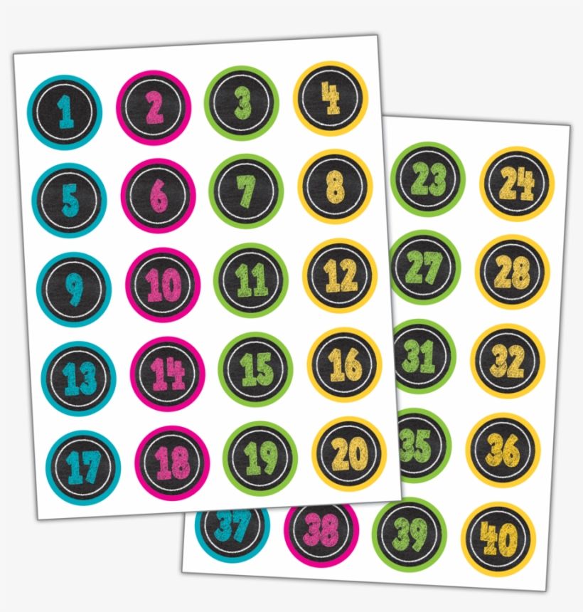 Download Transparent Tcr 3841 Chalkboard Brights Numbers Stickers ...
