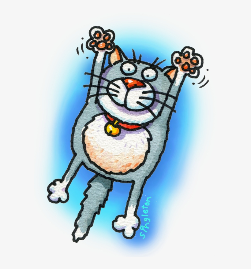 Grey Cat Jumping Mug - Cartoon - 600x800 PNG Download - PNGkit