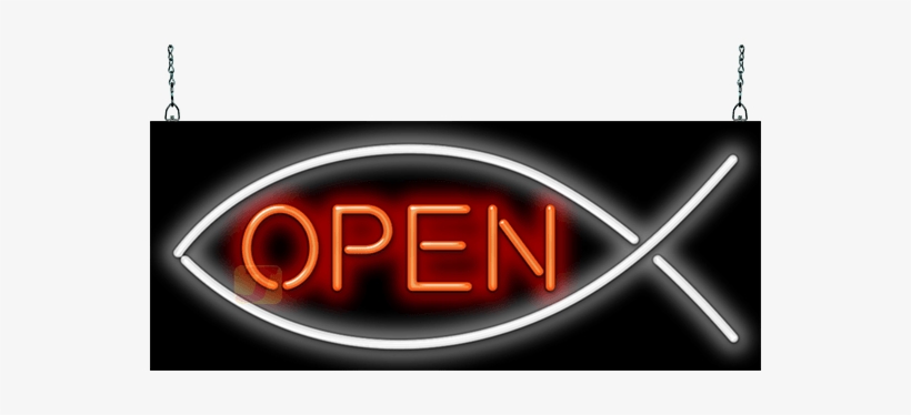 Christian Fish Open Neon Sign - Neon Sign - 550x294 PNG Download - PNGkit