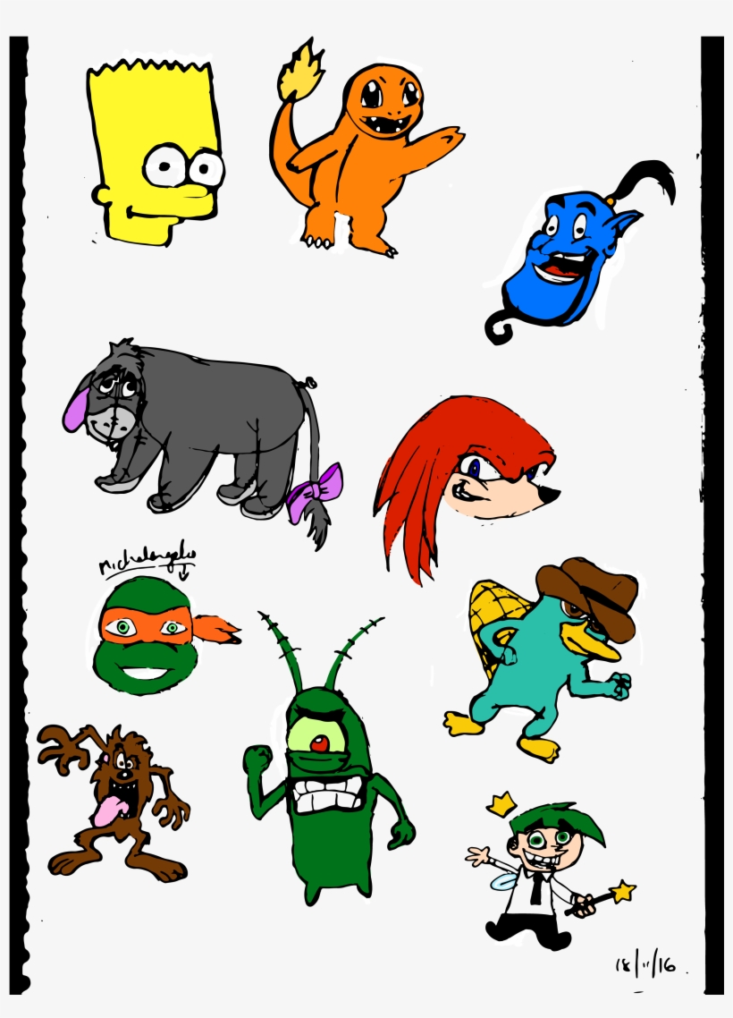 Bart Simpson From The Simpsons, Charmander From Pokemon, - Aladdin ...