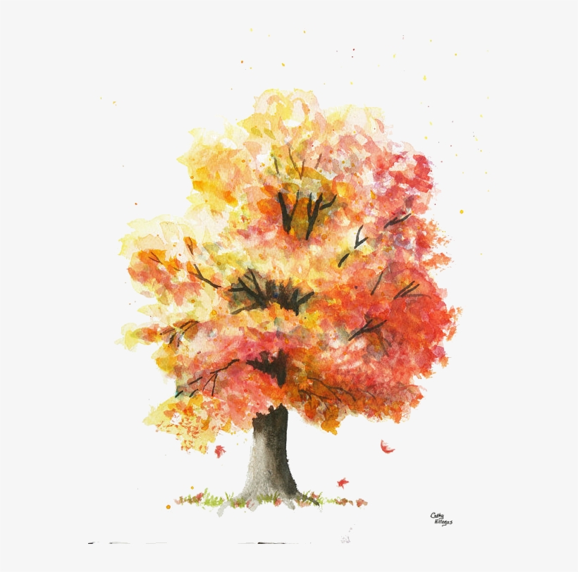 Colored Pencil Fall Tree - 570x732 PNG Download - PNGkit