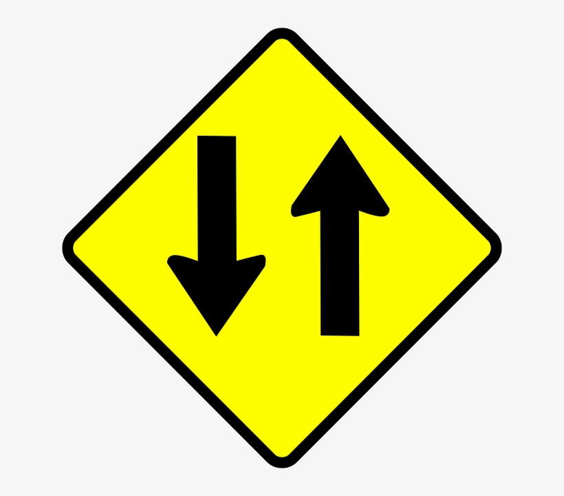 Free Vector Caution Two Way Street Clip Art - Right Lane Ends Sign ...