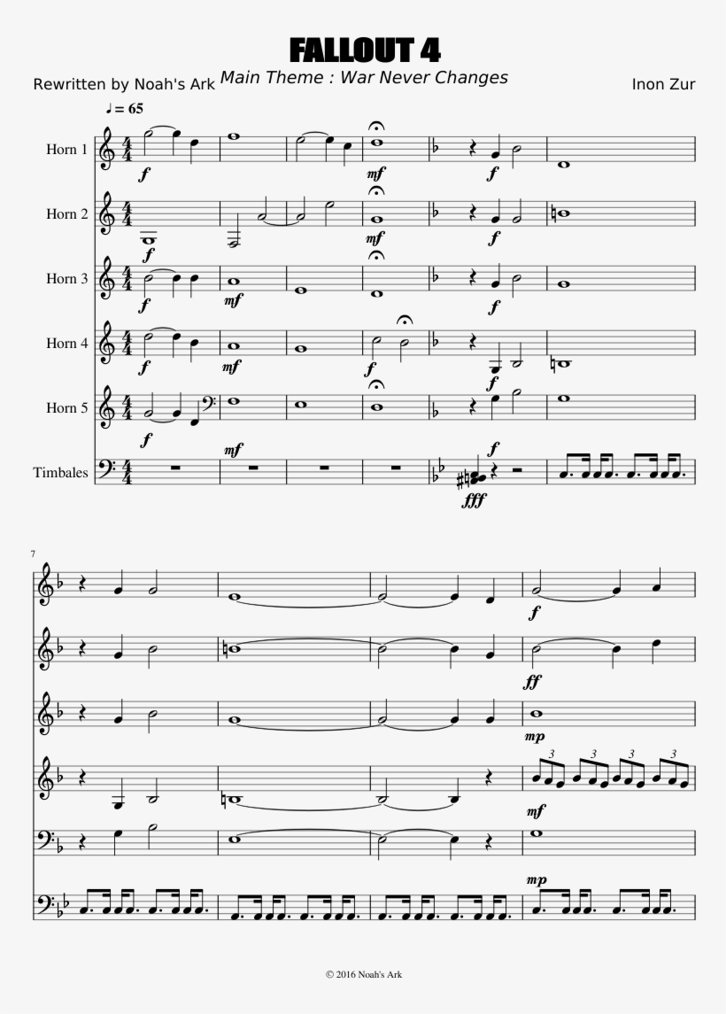 Fallout 4 Sheet Music Composed By Inon Zur 1 Of 3 Pages - Fallout 4 ...