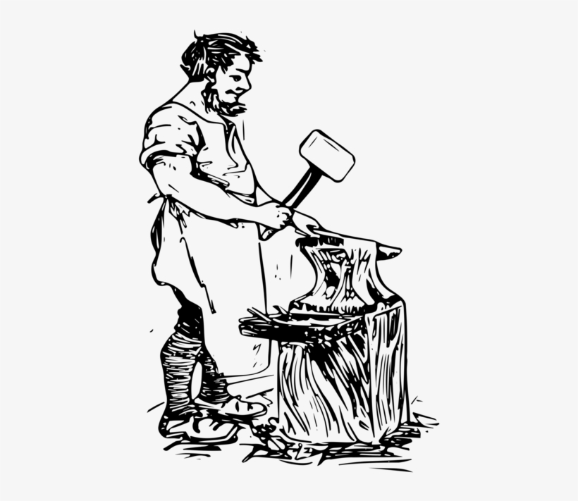 Blacksmith Drawing Hammer Line Art Color - Clip Art Black And White ...
