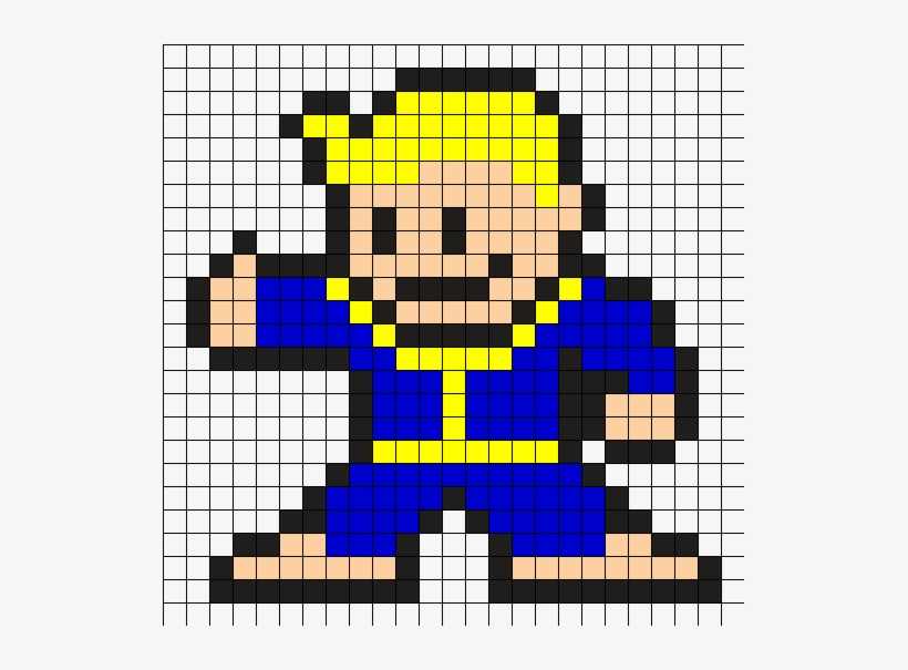 Fallout Vault Boy Perler Bead Pattern / Bead Sprite - Fallout 4 Vault ...