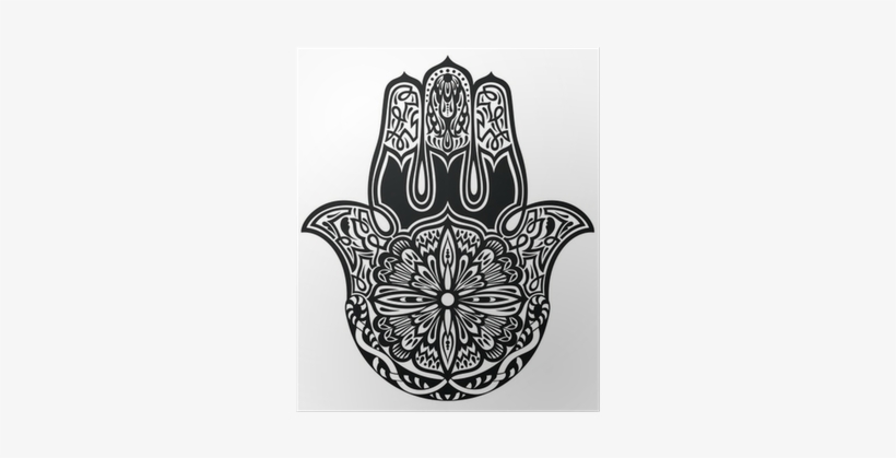 Hamsa Hand Poster - 43 X 43cm The Hamsa Hand Of Fatima Design - Black ...