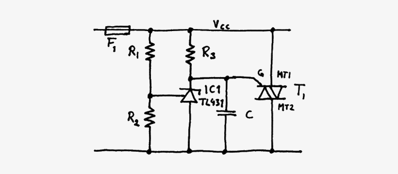 Crowbar Circuit Using Tl431 And Triac - Tl431 Crowbar Circuit - 483x300 PNG Download - PNGkit