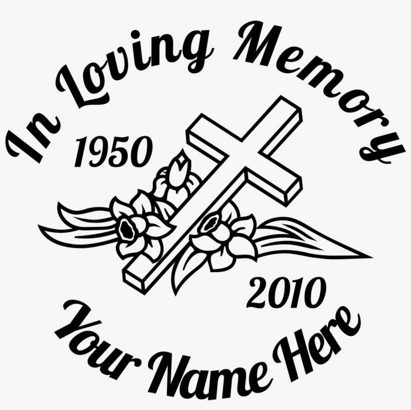 Download Transparent In Loving Memory Cross With Flowers Sticker ...