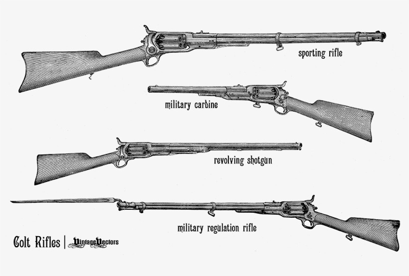 Revolving Rifle History - Vintage Illustration Old Rifle - 800x474 PNG ...