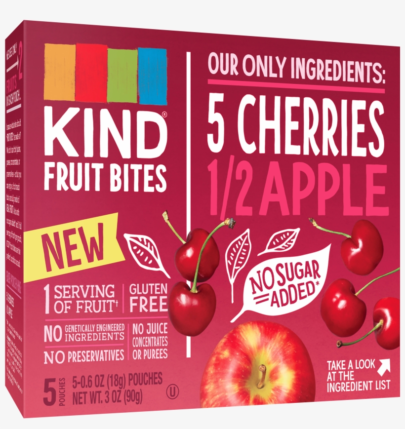 Kind Bar - Fruit Bites Snack Strawberry Cherry Apple - 2621x2665 PNG ...