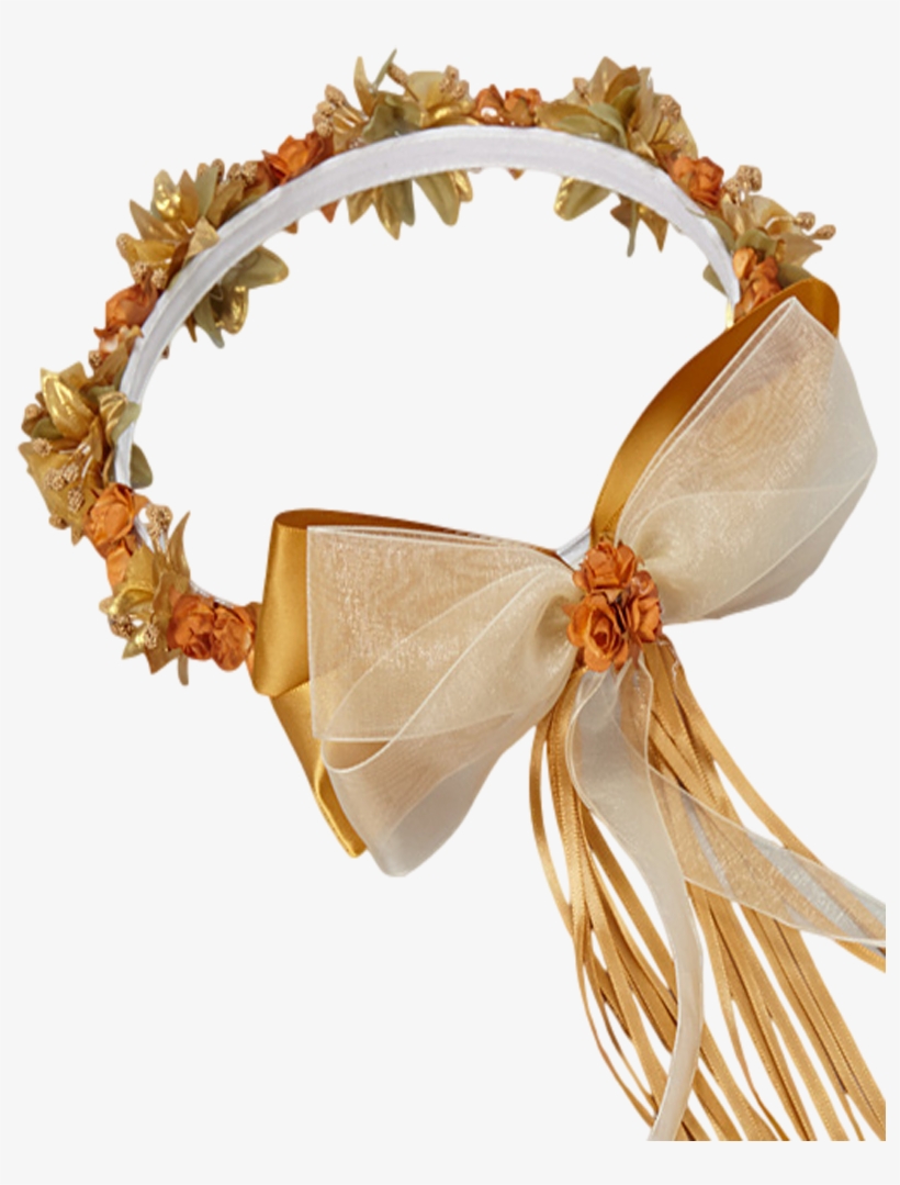 Gold Floral Crown Wreath Handmade With Silk Flowers, - 800x1100 PNG ...